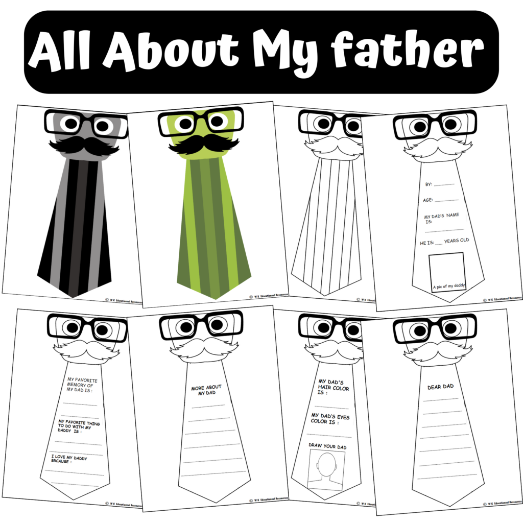 Father's Day Card Craft Activities for Dad All About My Dad Coloring ...