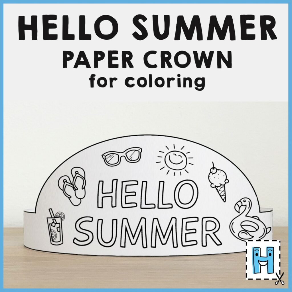 Summer Paper Crown Headband Printable Coloring Spring Craft Activity ...