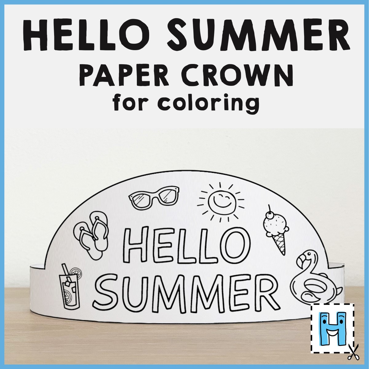 Summer Paper Crown Headband Printable Coloring Spring Craft Activity ...