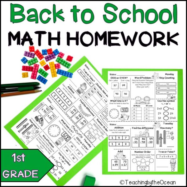 1st Grade Math Homework - Back to School | Made By Teachers