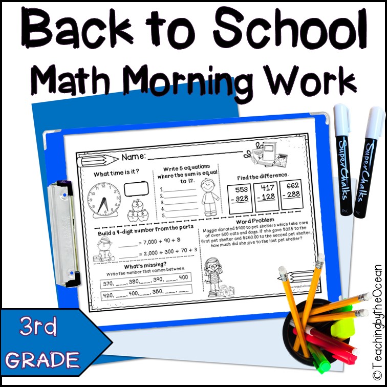 3rd Grade Math Morning Work - Back to School | Made By Teachers