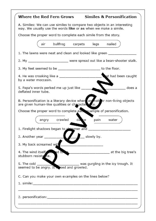 Wilson Rawls "Where the Red Fern Grows" worksheets | Made By Teachers