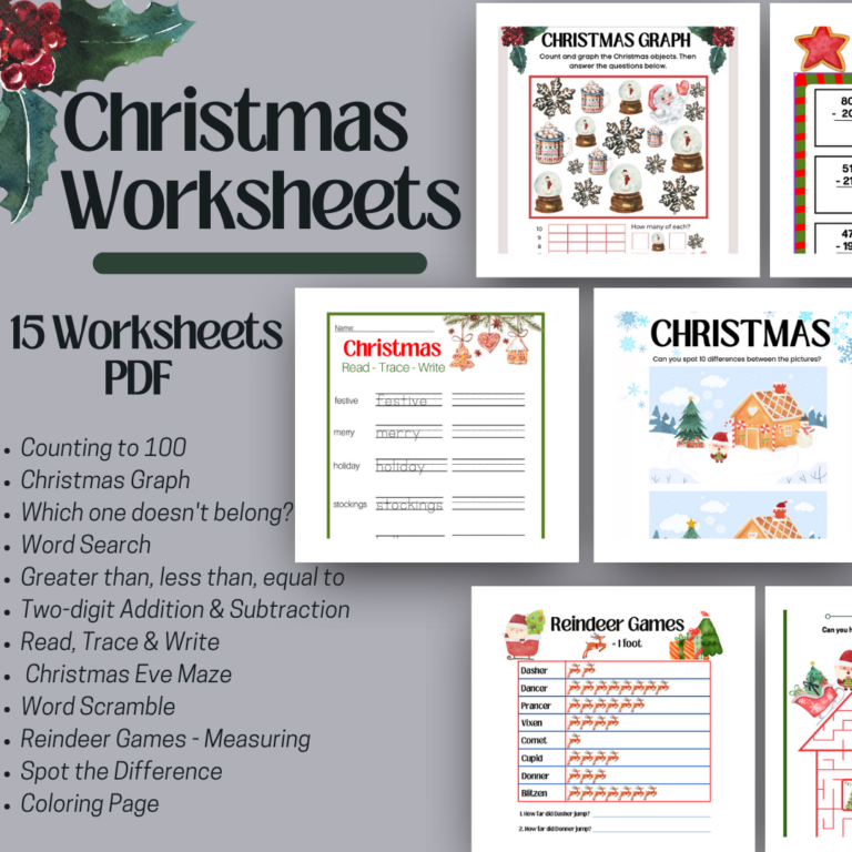 CHRISTMAS WORKSHEETS Second Grade, Homeschool, Printable, Winter ...