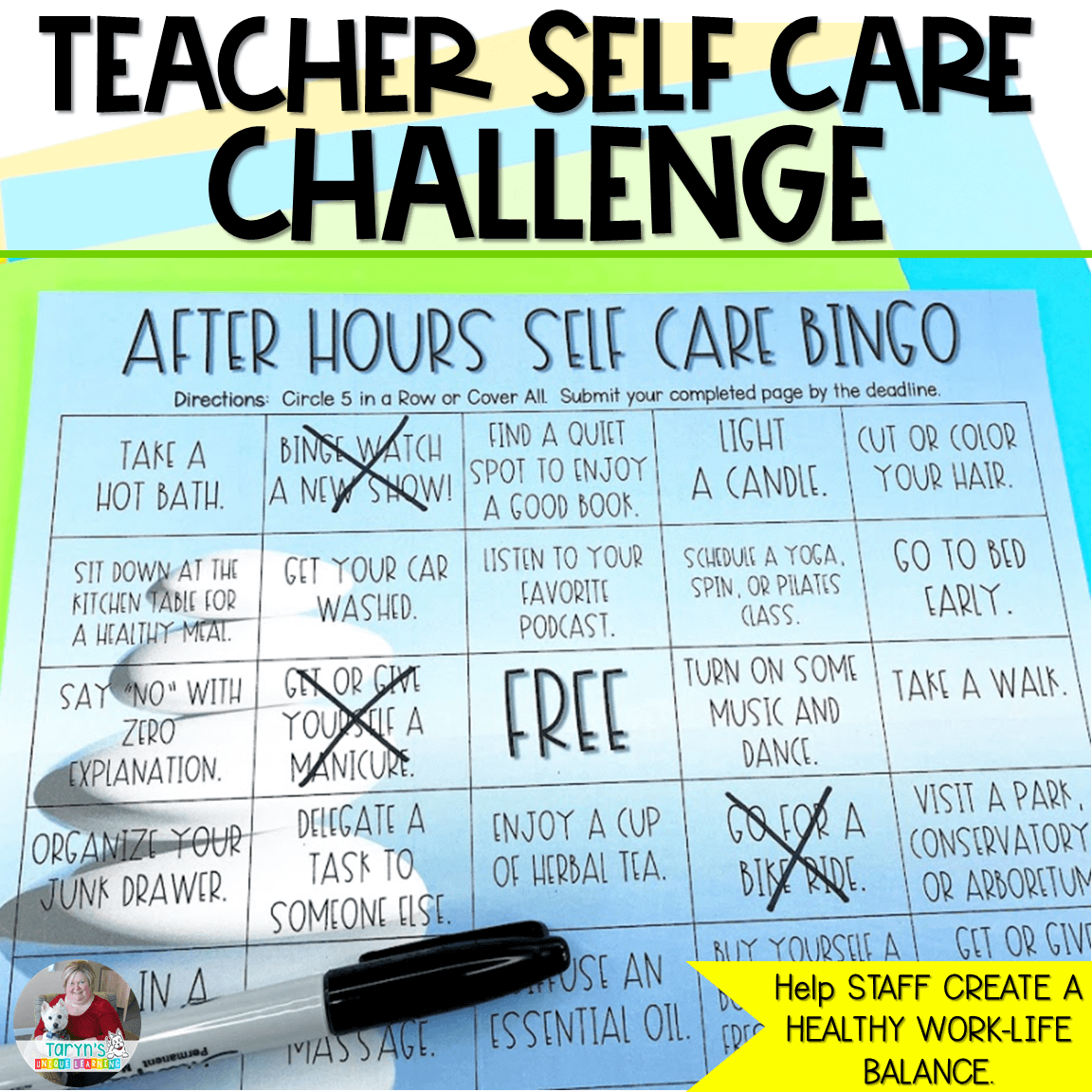 Staff Morale | Teacher Self Care Challenge | Staff Wellness Challenge ...