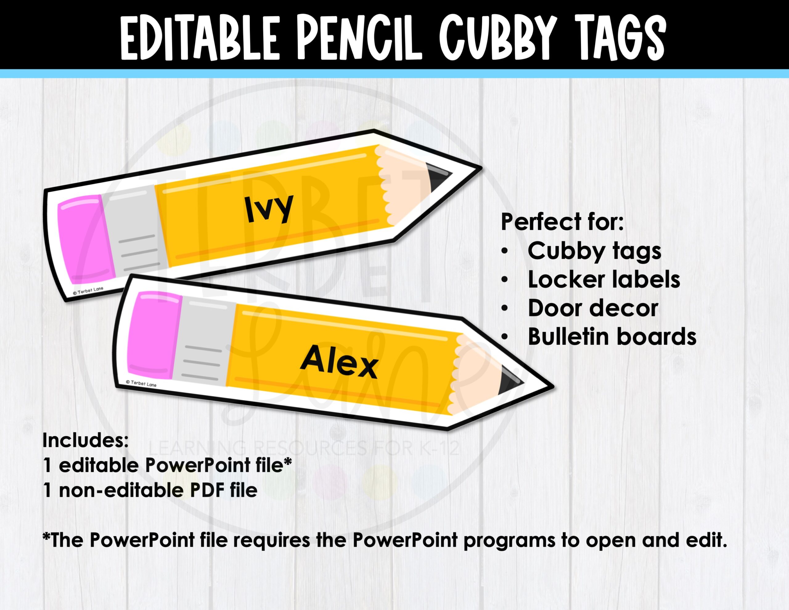 Editable Pencil Cubby Tags | Locker Labels | Made By Teachers