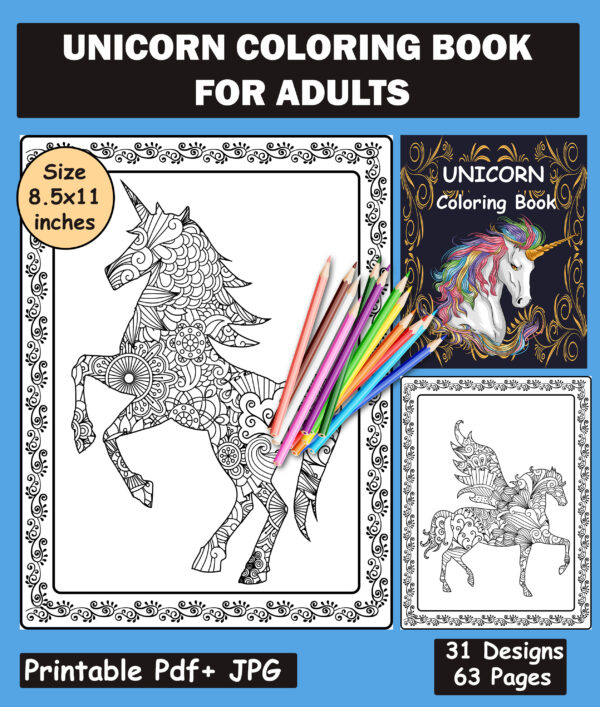 Unicorn Coloring Book for Adults - 31 Creative and Amazing Unicorns ...