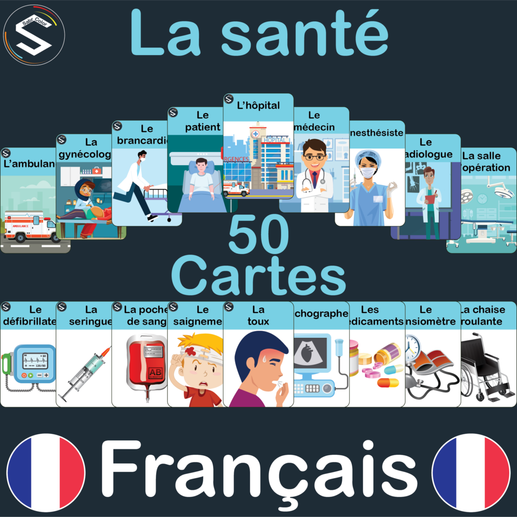 FRENCH Health Vocabulary Flashcards | vocabulaire de la santé (9x6cm ...