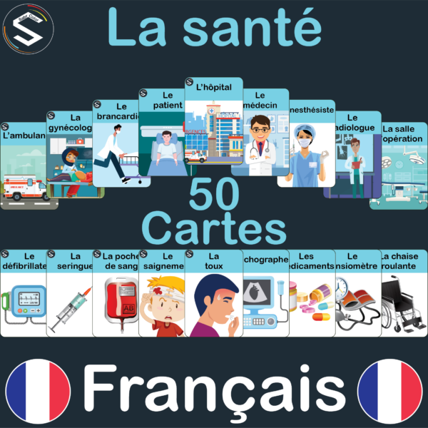 FRENCH Health Vocabulary Flashcards | vocabulaire de la santé (9x6cm ...