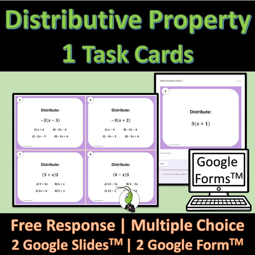 Distributive Property 1 Algebra 1 Google Slides, Forms and Print Task ...