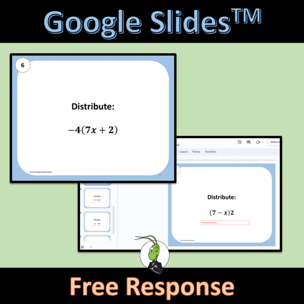Distributive Property 2 Algebra 1 Google Slides, Forms and Print Task ...