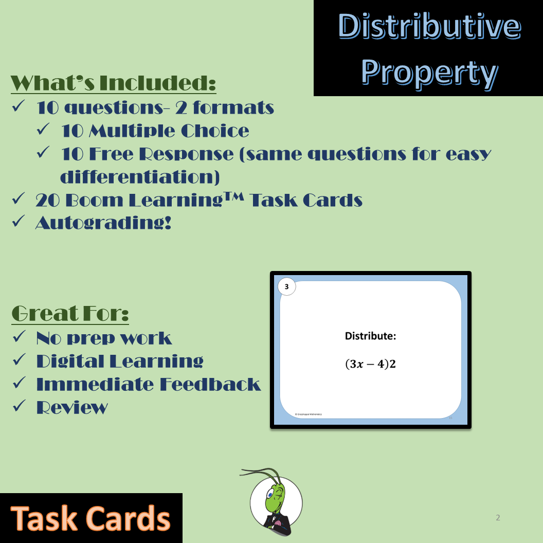 Distributive Property 2 Boom Digital Task Cards | Made By Teachers