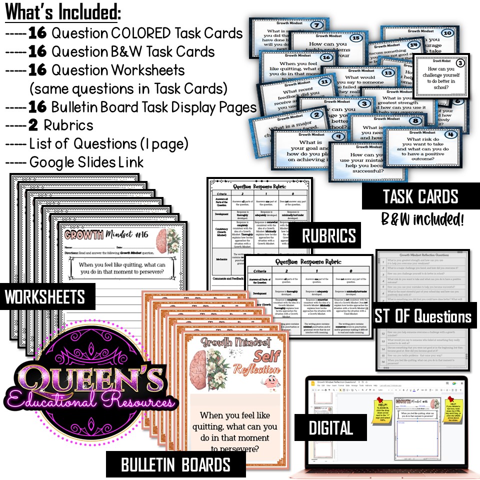 Growth Mindset Reflection Questions | Growth Mindset Worksheets | Task ...