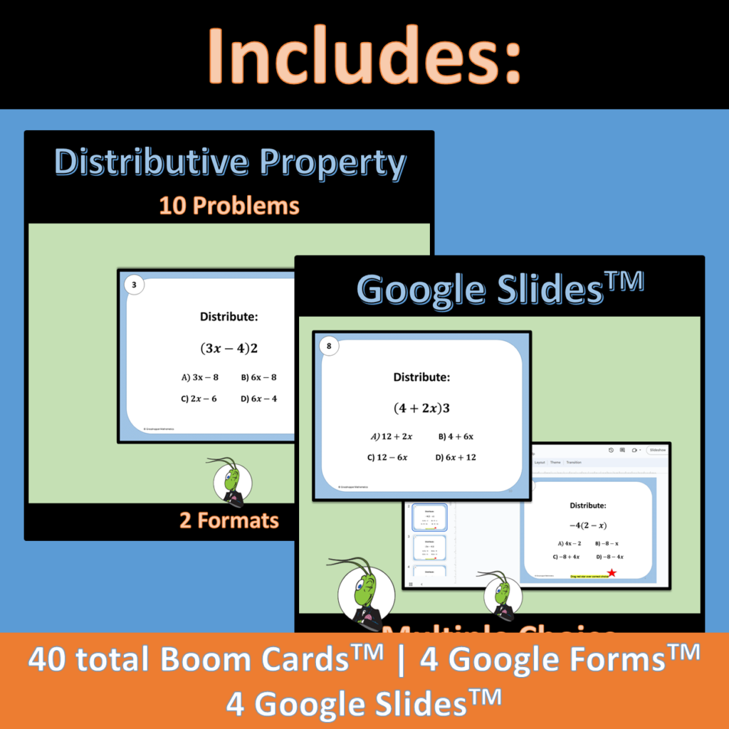 Distributive Property Task Cards Google, Boom and Printable | Made By ...