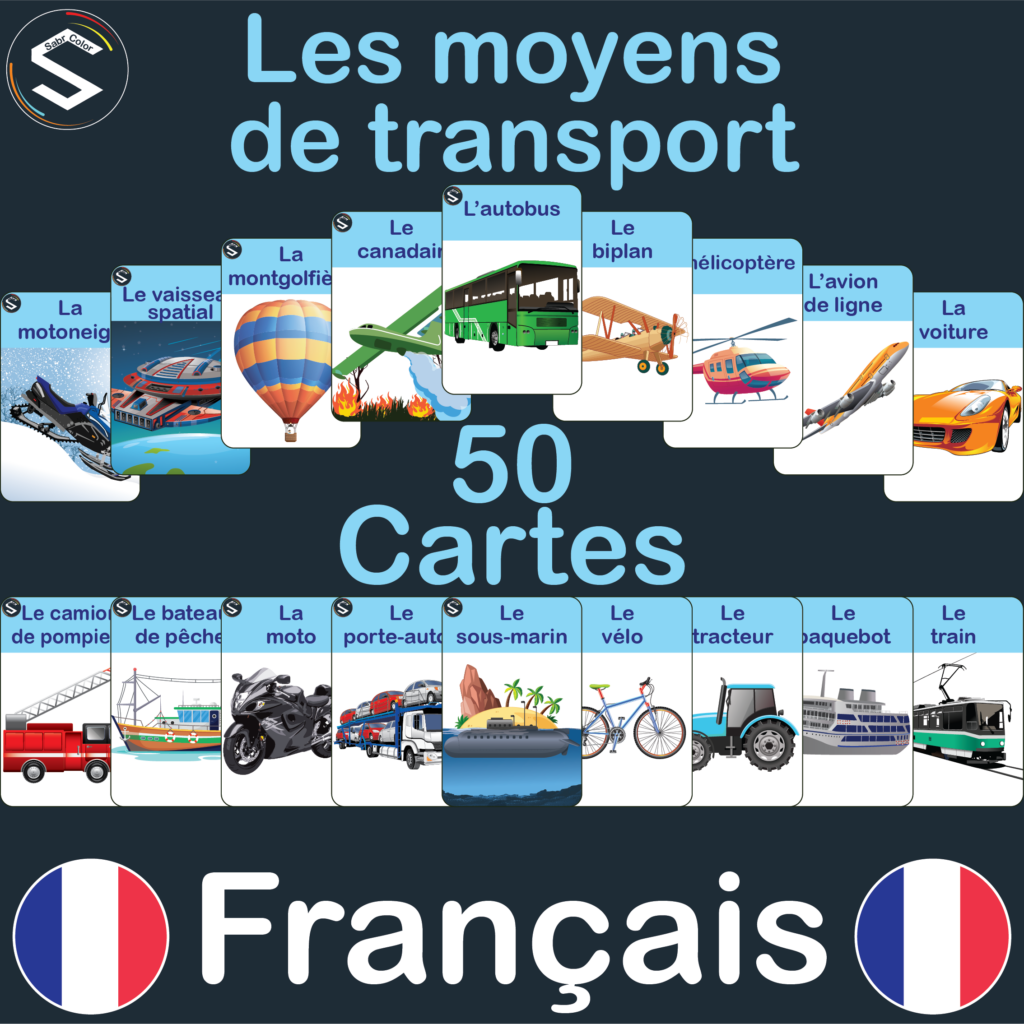 FRENCH "TRANSPORT" Vocabulary Flash Cards, (Les moyens de transport ...