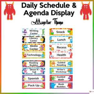 Monster Theme Daily Schedule Cards Editable | Made By Teachers