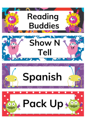 Monster Theme Daily Schedule Cards Editable | Made By Teachers