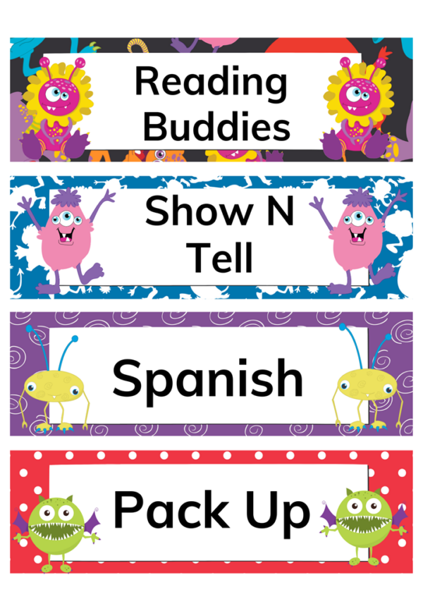 Monster Theme Daily Schedule Cards Editable | Made By Teachers