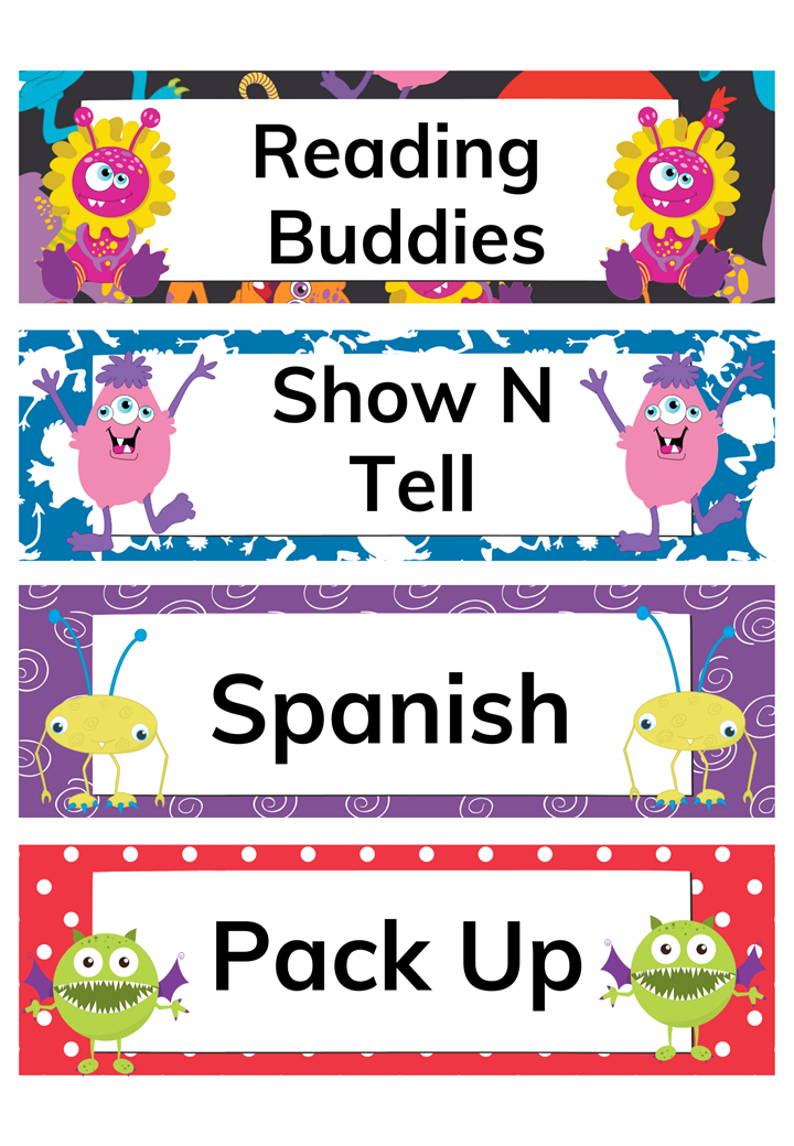 Monster Theme Daily Schedule Cards Editable | Made By Teachers