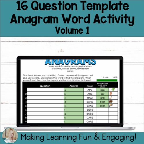 Editable Self-Checking Self-Grading Anagram Template - Digital Activity ...