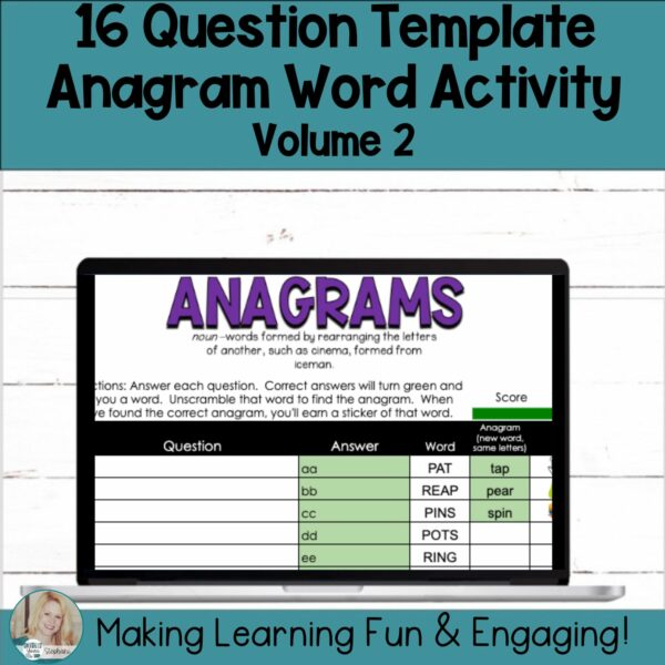 Editable Self-Checking Self-Grading Anagram Template - Digital Activity ...
