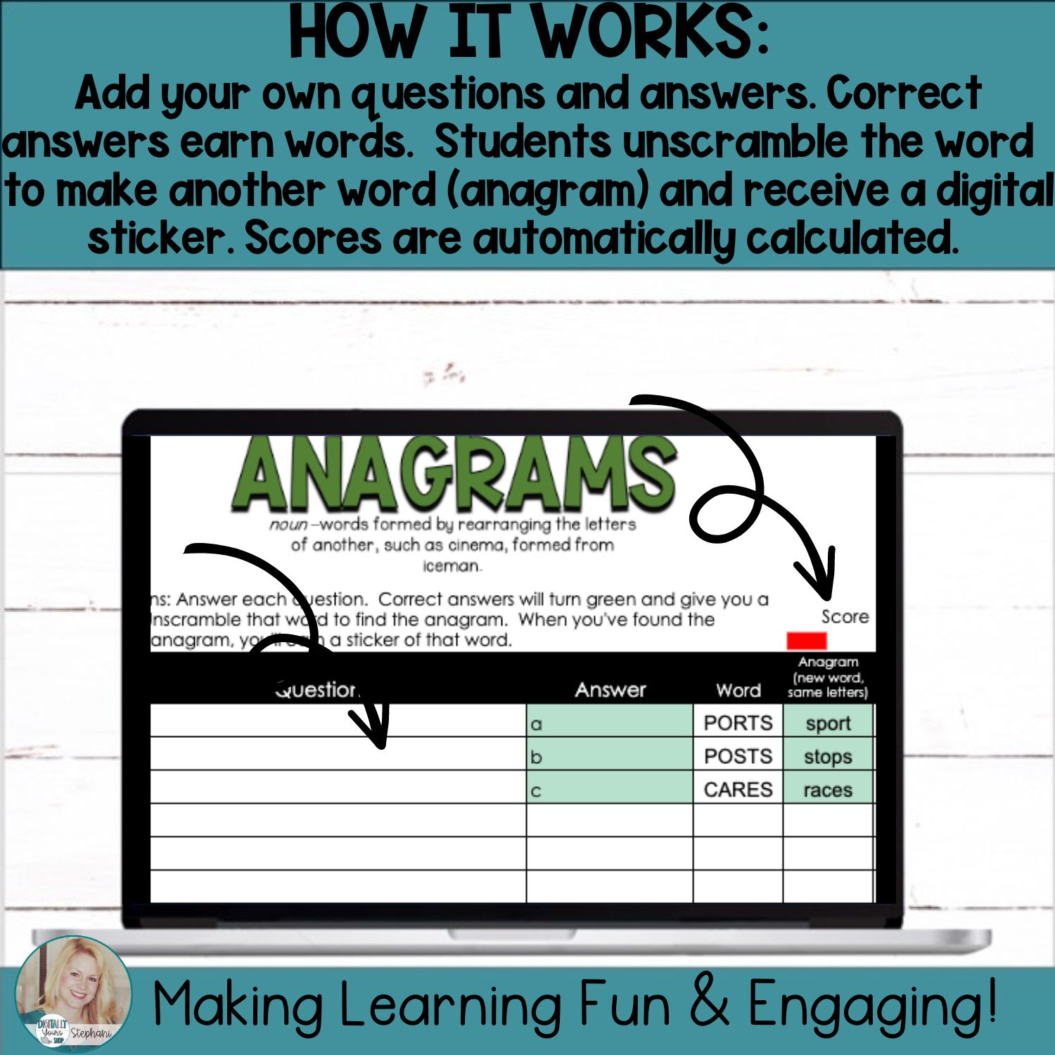 Editable Self-Checking Self-Grading Anagram Template - Digital Activity - Vol. 4 | Made By Teachers