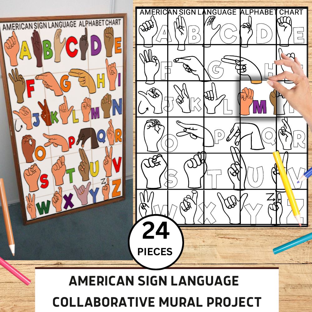 ASL - American Sign Language Alphabet Chart Collaborative Poster | Made ...