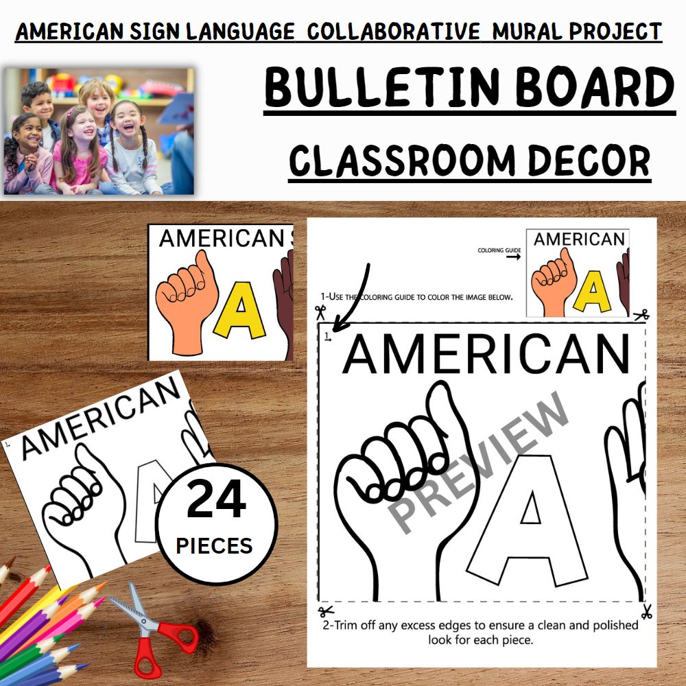 ASL - American Sign Language Alphabet Chart Collaborative Poster | Made ...