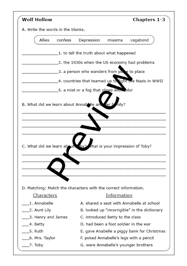 Lauren Wolk "Wolf Hollow" worksheets | Made By Teachers