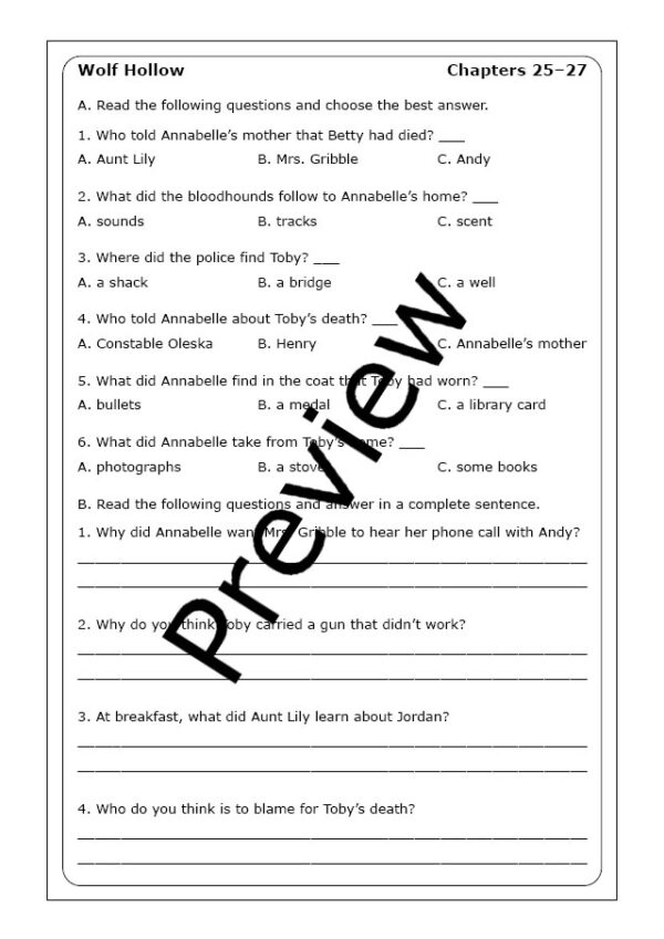 Lauren Wolk "Wolf Hollow" worksheets | Made By Teachers