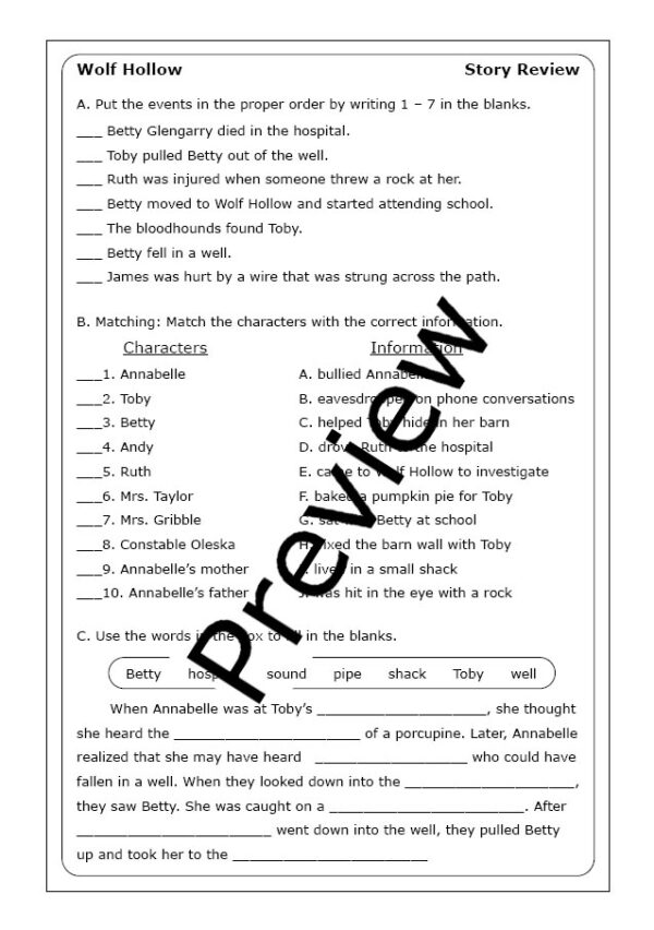 Lauren Wolk "Wolf Hollow" worksheets | Made By Teachers
