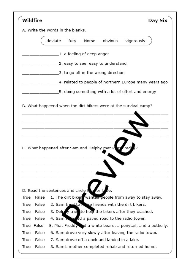 Rodman Philbrick "Wildfire" worksheets | Made By Teachers