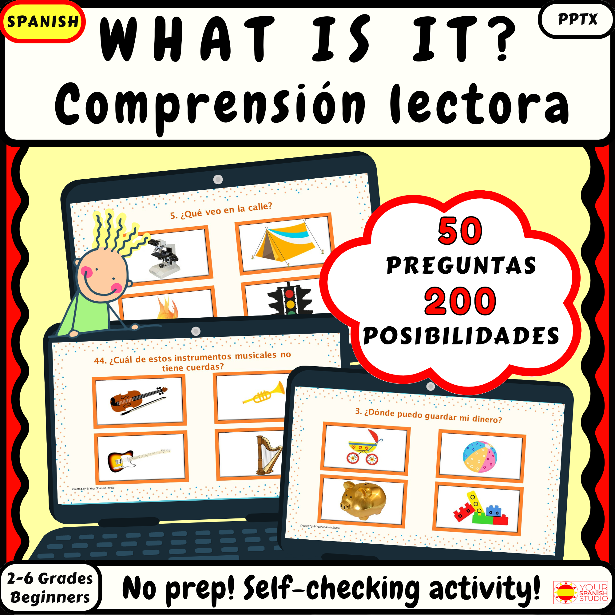 Spanish reading comprehension game No prep What is it Nivel inicial 50 ...