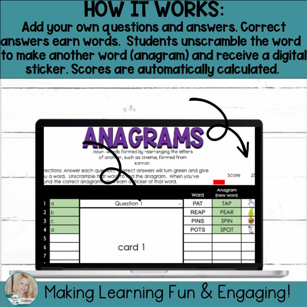 Editable Self-Checking Self-Grading Anagram Template - Digital Task Card Vol.2 | Made By Teachers
