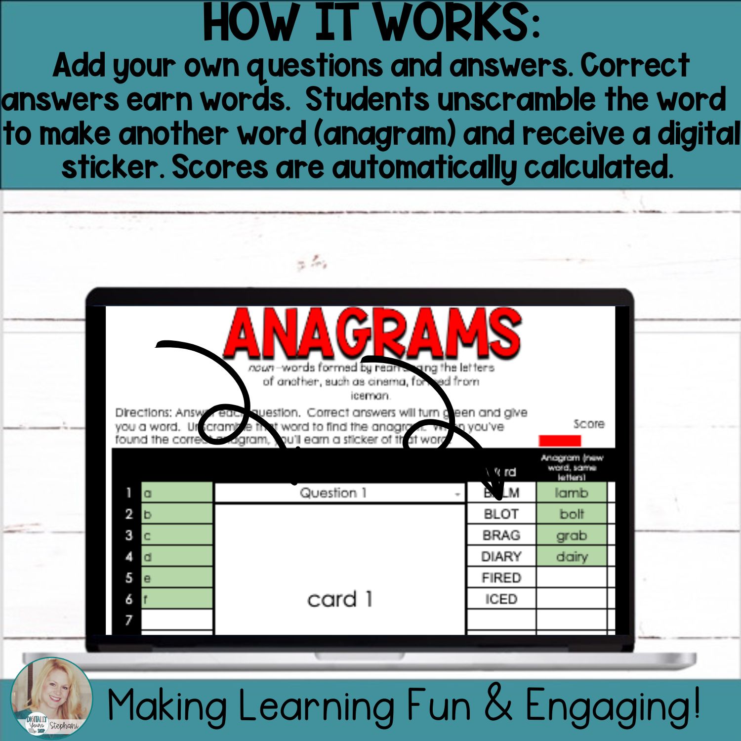 Editable Self Checking Self Grading Anagram Template Digital Task Card Vol3 Made By Teachers
