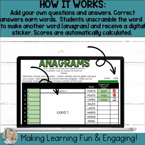 Editable Self-Checking Self-Grading Anagram Template - Digital Task Card Vol.4 | Made By Teachers