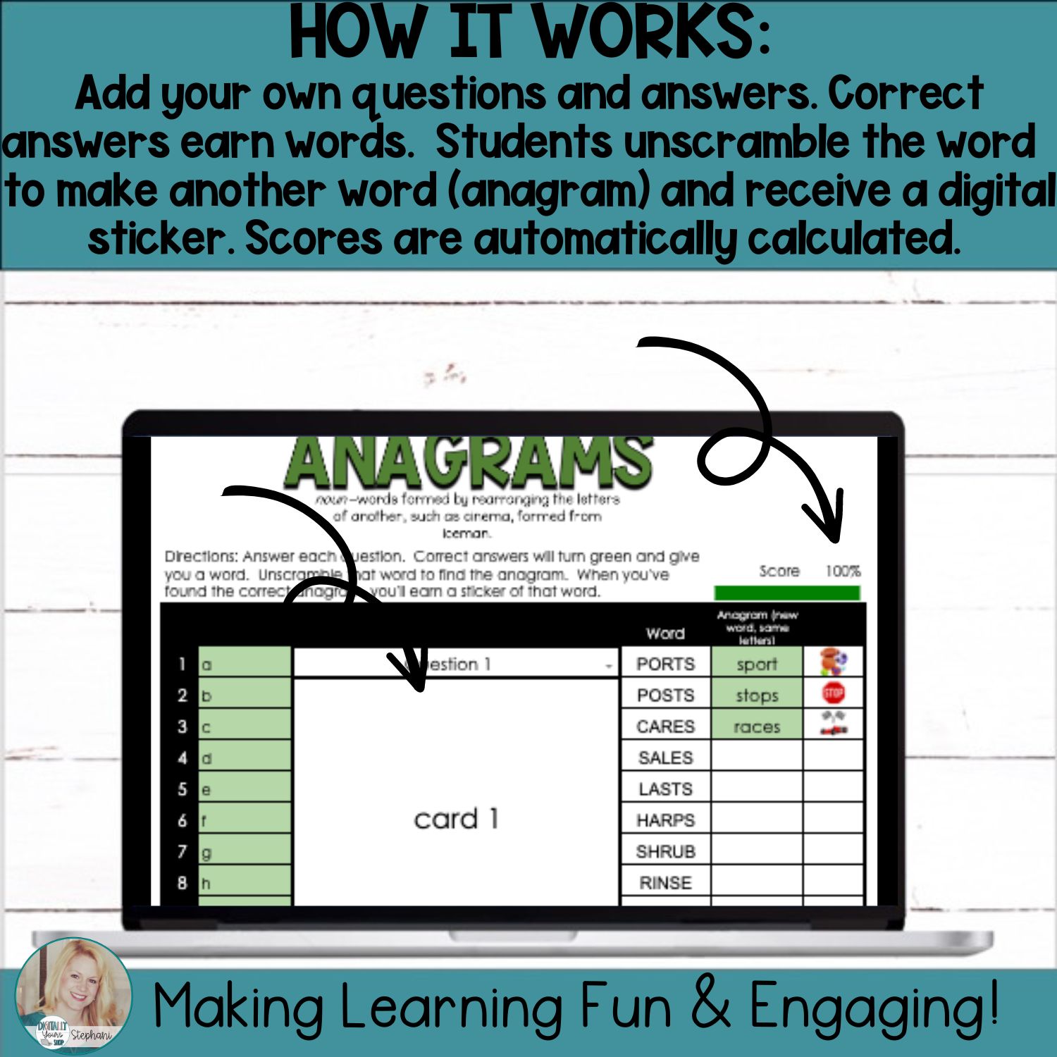 Editable Self Checking Self Grading Anagram Template Digital Task Card Vol4 Made By Teachers