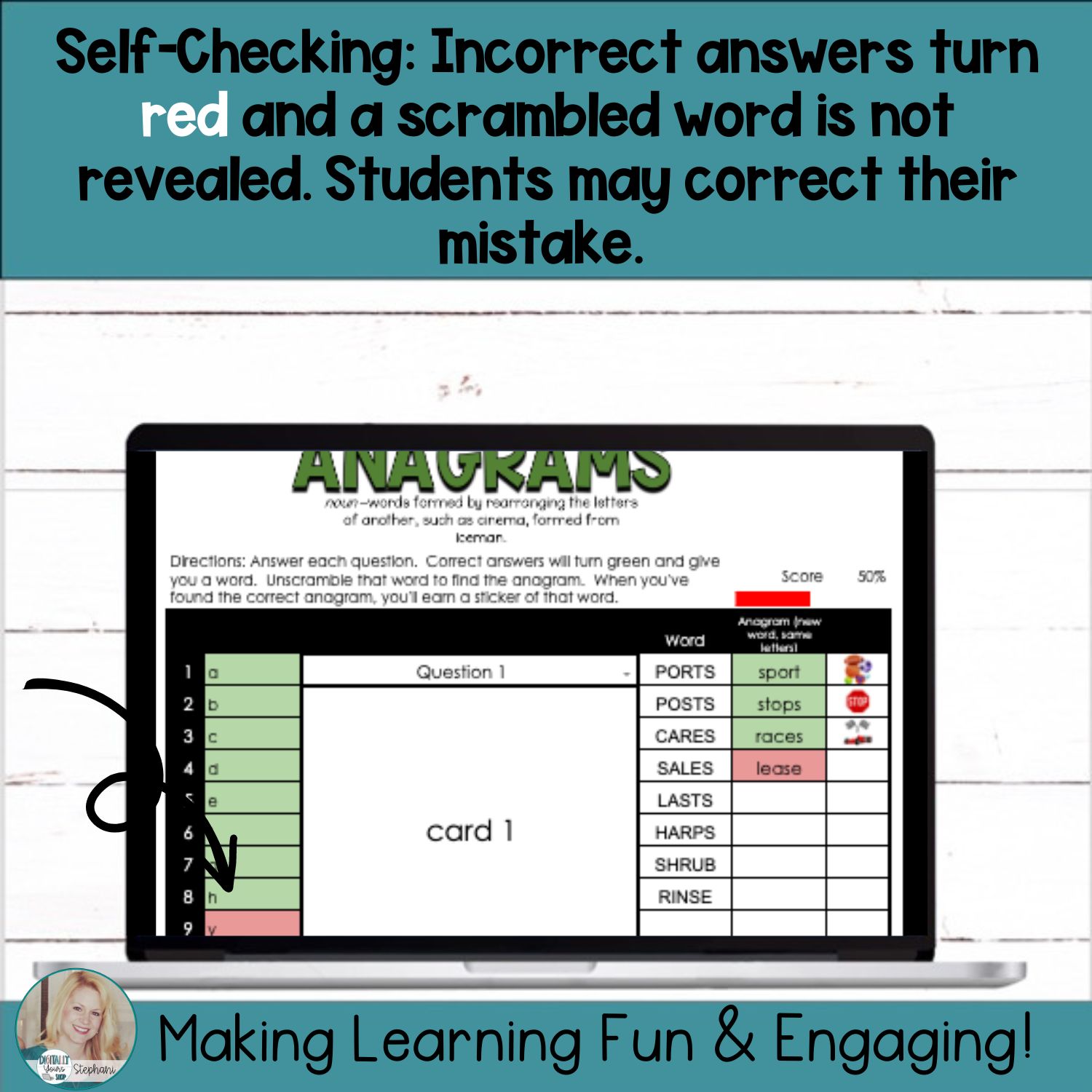 Editable Self-Checking Self-Grading Anagram Template - Digital Task ...