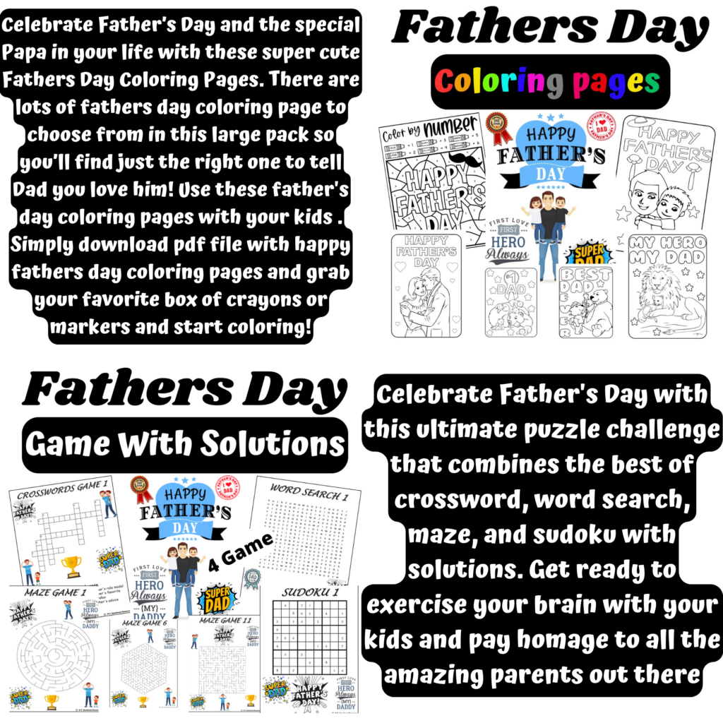 Father's Day Bundle Craft Activities Game All About My Dad Awards ...