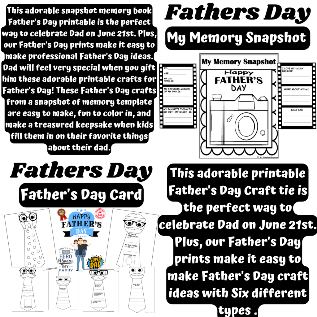 Father's Day Bundle Craft Activities Game All About My Dad Awards ...