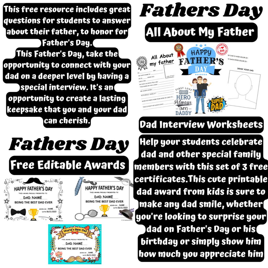 Father's Day Bundle Craft Activities Game All About My Dad Awards ...