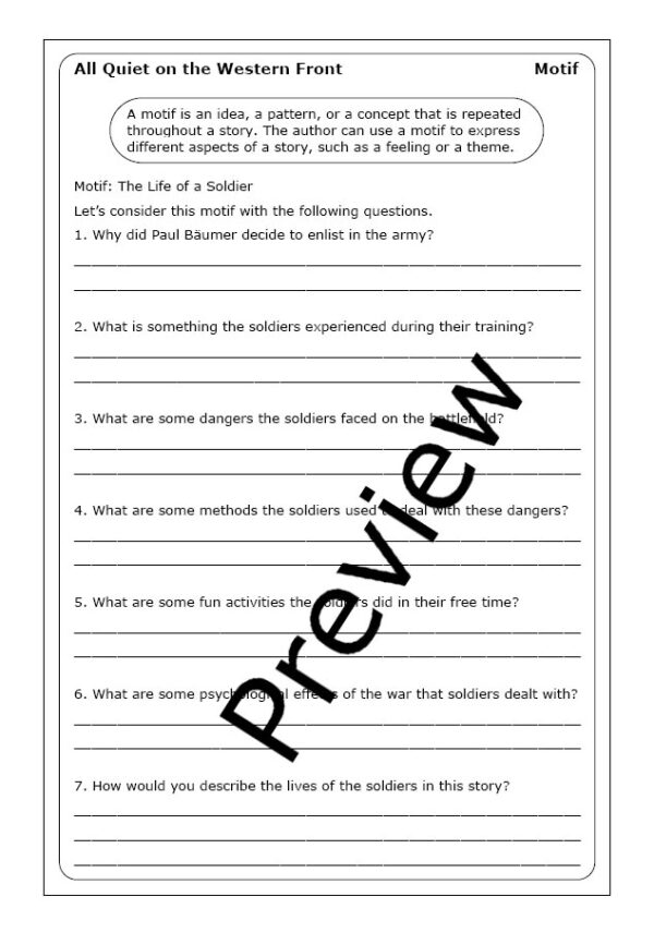 Erich Marie Remarque "All Quiet on the Western Front" worksheets | Made ...