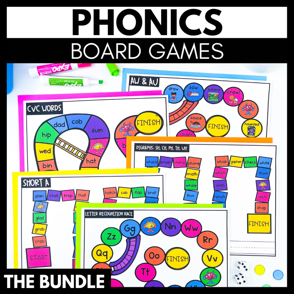 Phonics Games - Literacy Centers Games - Fun Phonics Board Game Bundle ...