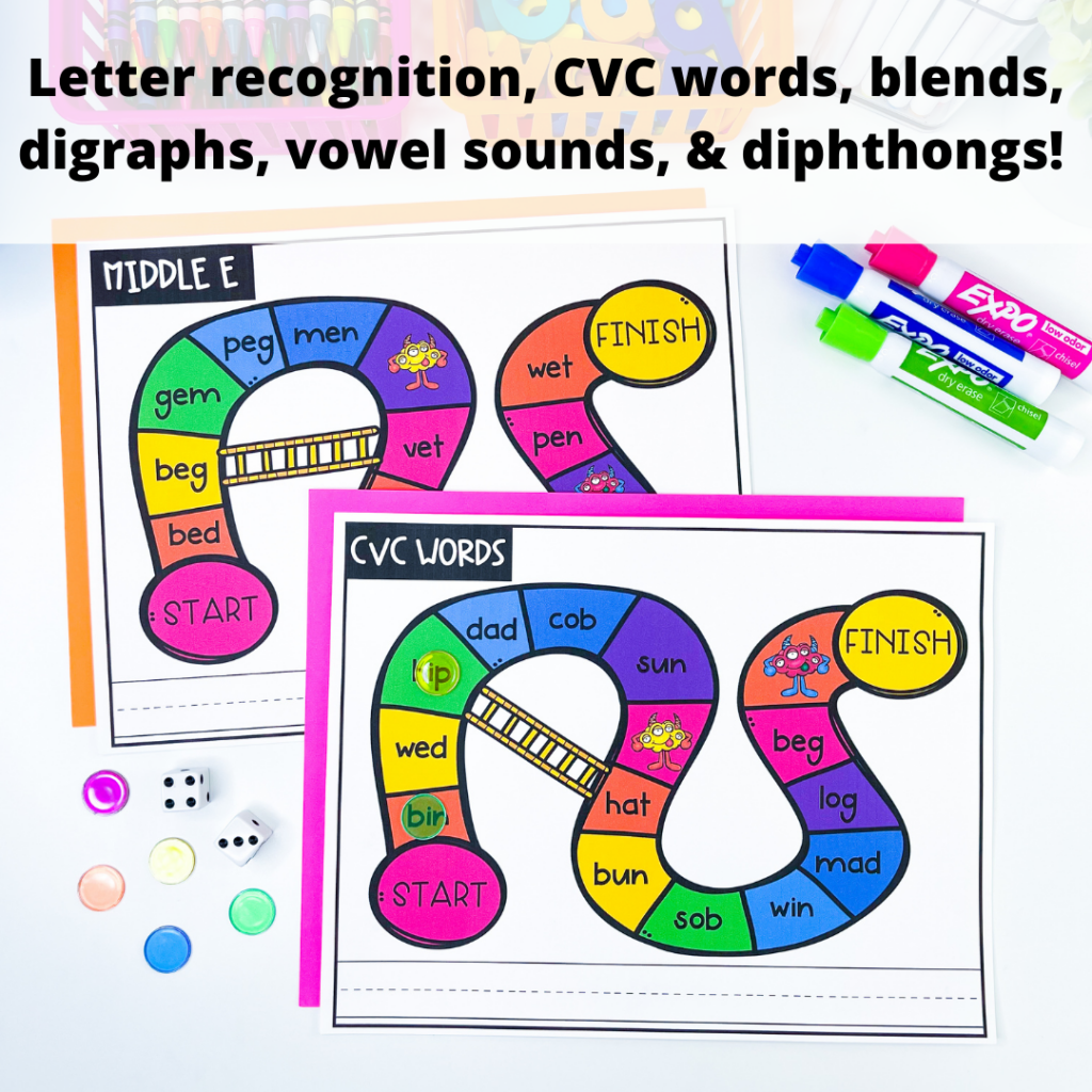 Phonics Games - Literacy Centers Games - Fun Phonics Board Game Bundle ...