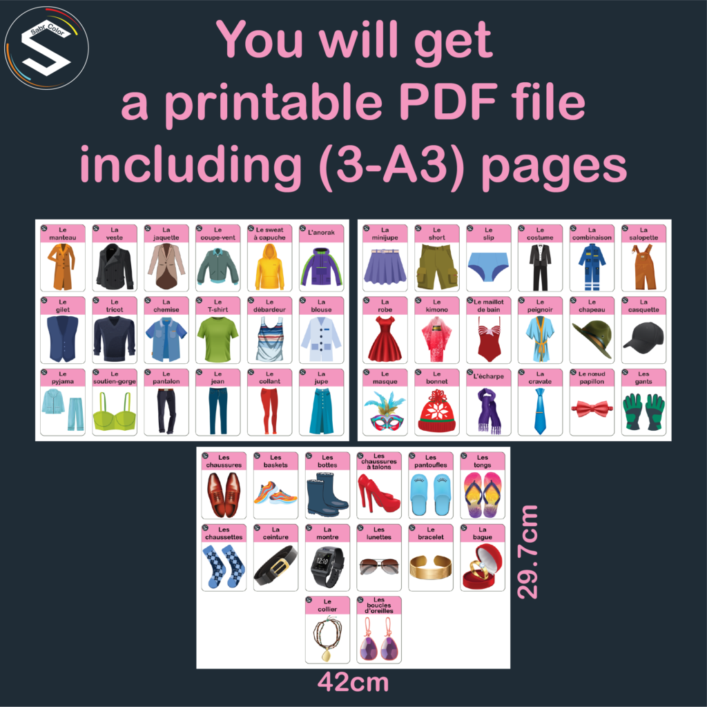 FRENCH "CLOTHES" Vocabulary flashcards | (Vêtements et accessoires ...