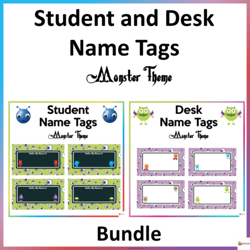 Monster Theme Student and Desk Name Tags Editable Bundle | Made By Teachers