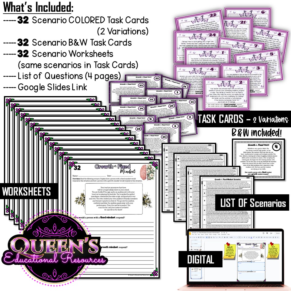 Growth vs. Fixed Mindset Scenarios | Growth Mindset Situation Cards ...
