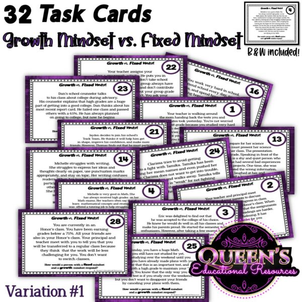 Growth vs. Fixed Mindset Scenarios | Growth Mindset Situation Cards ...