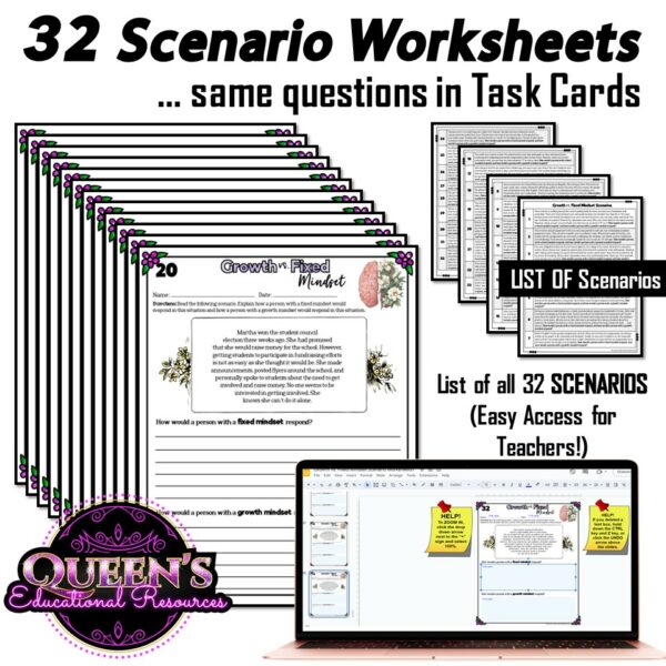 Growth vs. Fixed Mindset Scenarios | Growth Mindset Situation Cards ...