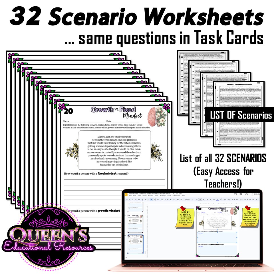 Growth vs. Fixed Mindset Scenarios | Growth Mindset Situation Cards ...