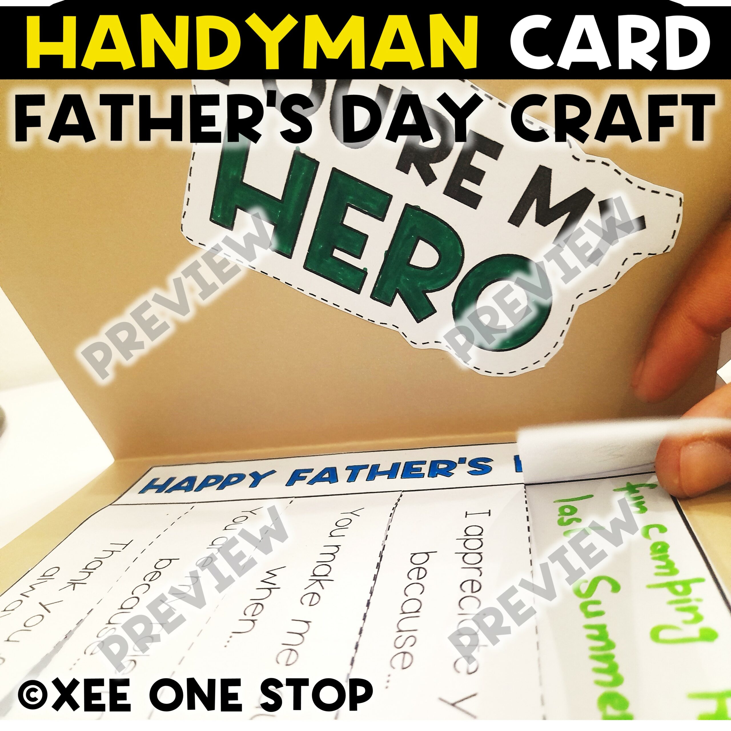 Father's Day Card Craft Handyman Card Crafts end of year activity ...